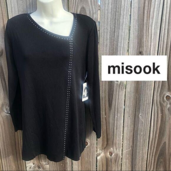 Misook | Tops | Nwt Exclusively Misook Studded Blouse Xs Top ...